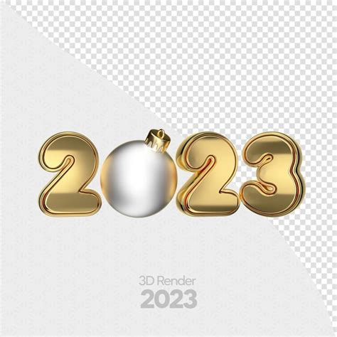 Feliz año nuevo 2023 en render 3d dorado con diseño de plantilla de
