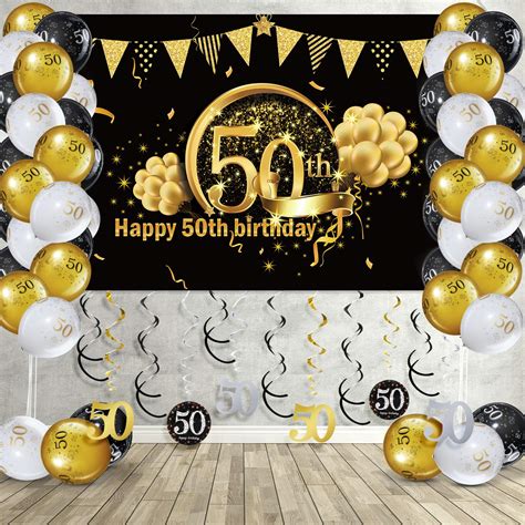 Buy Happy Th Birthday Party Decorations Kit Black Gold Glittery