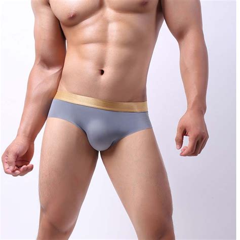 Roupa Íntima Masculina Seda Fria Sem Costura Confortável Bolsa Convexa