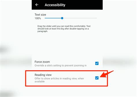 how to enable immersive reader view in edge android
