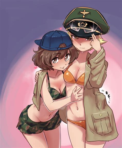 Akiyama Yukari And Erwin Girls Und Panzer Drawn By Aomushi