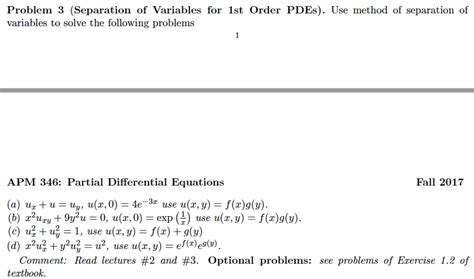 solved problem 3 separation of variables for 1st order