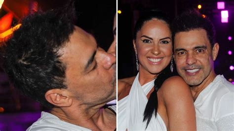 É o amor Zezé Di Camargo dá beijão e troca carinhos Graciele