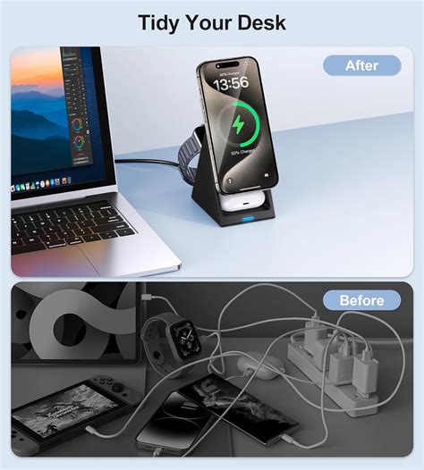 GuMosh Se adapta a la estación de carga Magsafe 3 en 1 soporte de