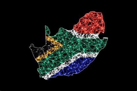 Kaart Van Zuid Afrika Veelhoekige Maaslijnkaart Vlagkaart Gratis Foto