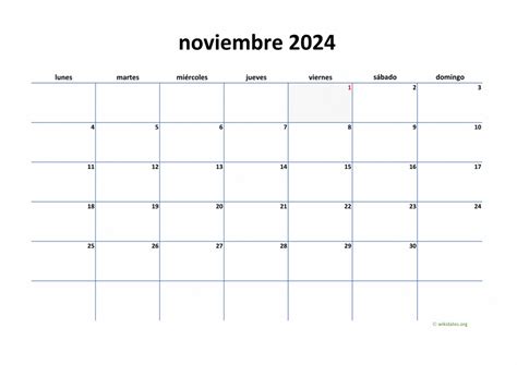 Calendario Noviembre 2024 WikiDates Org