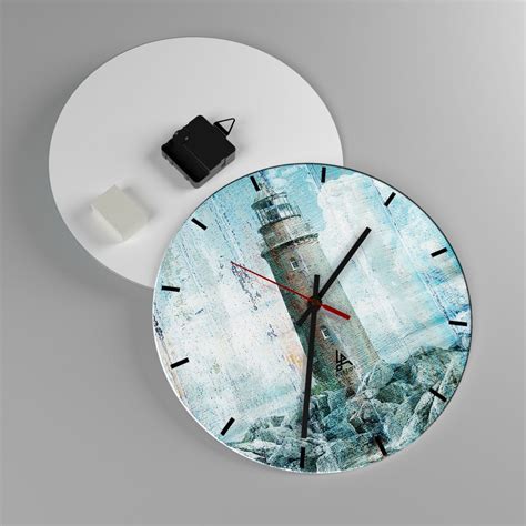 Horloge Murale En Verre 30x30cm Silencieuse Lanterne Rock Wall Clock