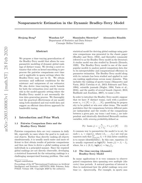 pdf nonparametric estimation in the dynamic bradley terry model