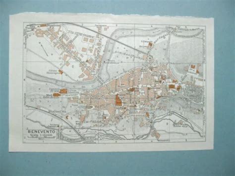 MAPPA ANTICA CARTA Topografica Pianta Della Citta Di Benevento Campania