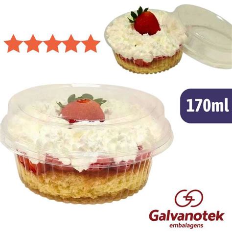 Embalagem Galvanotek G640 Bolo Pote 170ml 300un Redondo Kit C Tampa