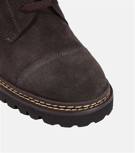 Mallory Suede Combat Boots In Grey See By Chloe Mytheresa
