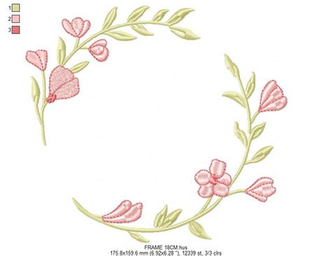 Monogram Frame Embroidery Designs Flower Embroidery Design Etsy