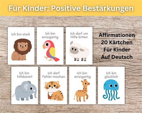 Affirmationskarten F R Kinder Zum Ausdrucken Deutsch Etsy