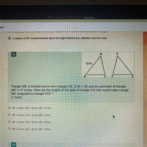 triangle abc is transformed to form triangle xyz if ac bc and the perimeter of triangle abc