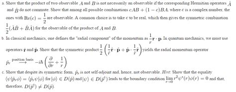 solved a show that the product of two observables and is