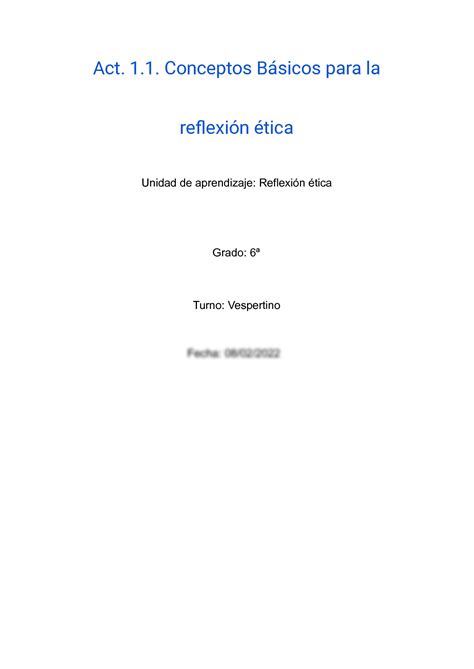 SOLUTION Act 1 1 Conceptos B Sicos Para La Reflexi N Tica Cuadro