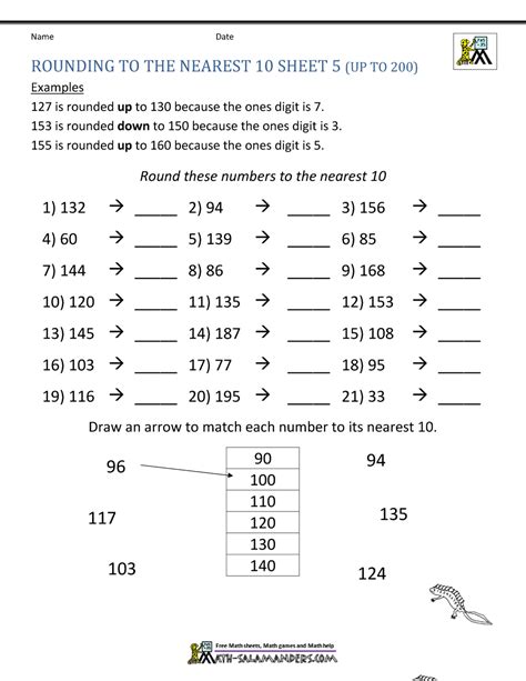 round to nearest ten worksheet
