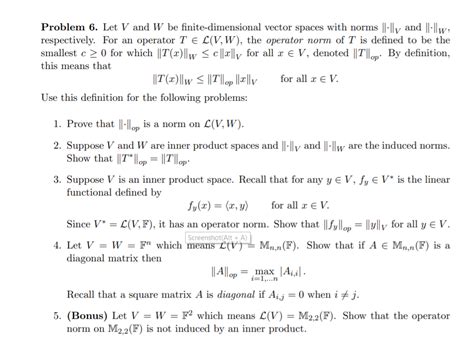 solved problem 6 let v and w be finite dimensional vector