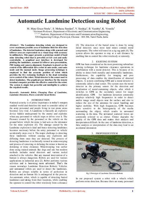 pdf ijert automatic landmine detection using robot ijert journal