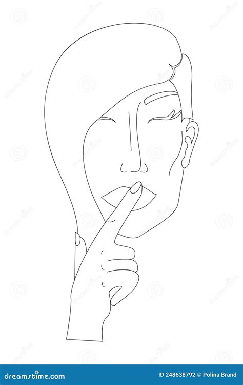 Hush Female Emoticon Cartoon Vector Cartoondealer