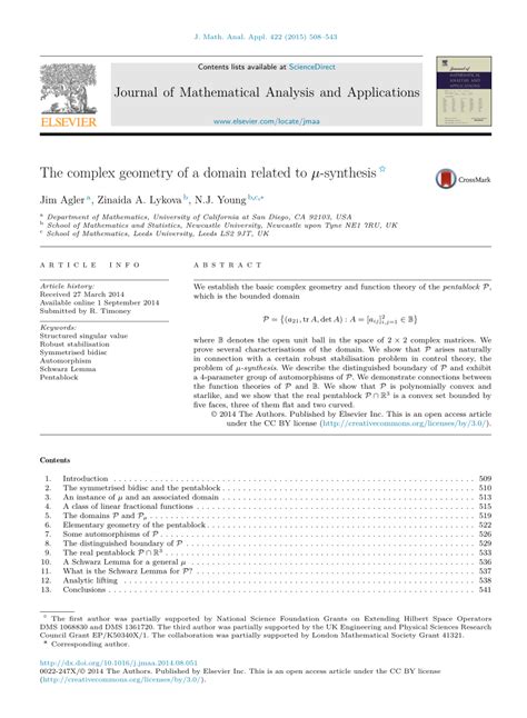 pdf the complex geomety of a domain related to mu synthesis