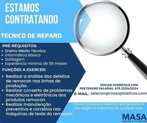 F Brica Masa Molds Plastics Abre Sele O Para Vagas De Emprego