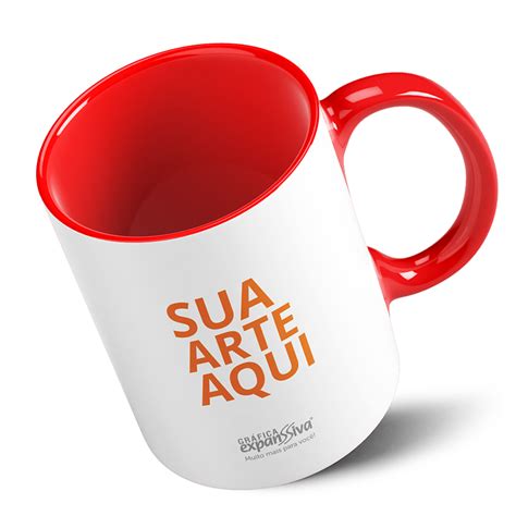 Caneca Personalizada Al A E Interior Vermelha Porcelana Ml
