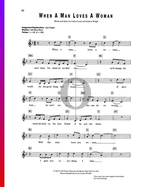 When A Man Loves A Woman Noten Klavier Gitarre Gesang Von Percy