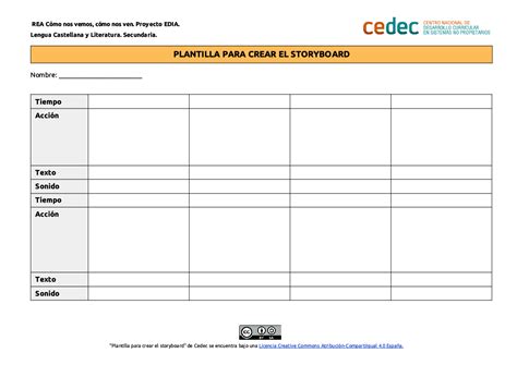 Cedec Plantilla Para Crear Un Story Board Como Nos Vemos Cedec