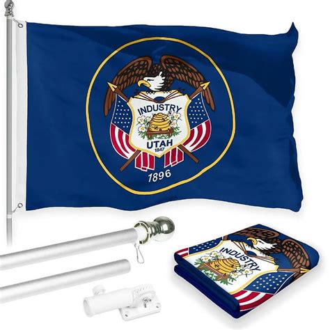 G128 Combo Pack 6 Feet Tangle Free Spinning Flagpole Silver Utah UT