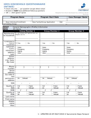 HMIS Standard Intake Doc Template PdfFiller
