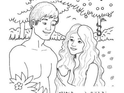 Dibujo De Adan Y Eva En El Jardin Del Eden Para Pintar Y Colorear
