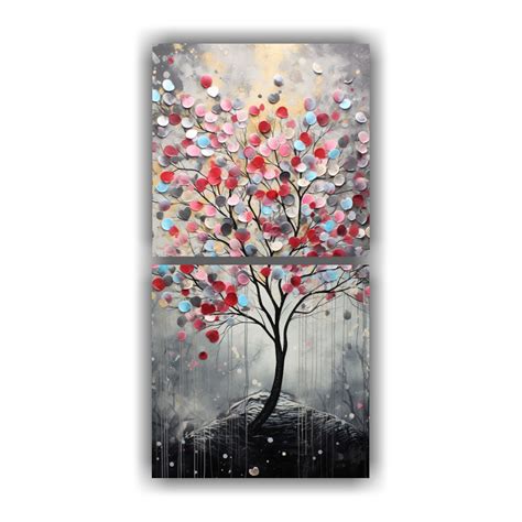 Cuadro De árbol En Colores Vibrantes Y Plateados DecoCuadros