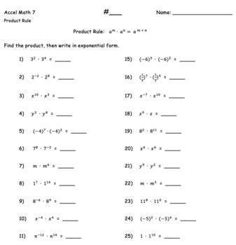 Exponents Product Rule Worksheet By Math With Mrs B TPT