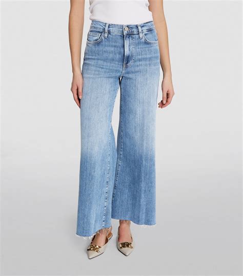 Womens FRAME Blue Le Palazzo Cropped Wide Leg Jeans Harrods UK