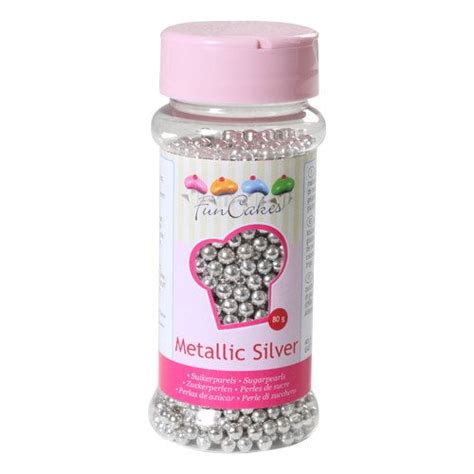 FunCakes Sukkerperler sølv metallic 4mm FunCakes Nyborgs Room