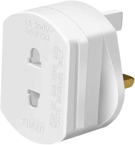 Uk Pin To Pin A Fuse Adaptor Plug For Shaver Toothbrush White