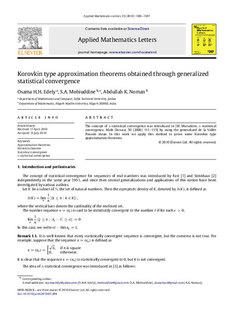 pdf korovkin type approximation theorems obtained through generalized statistical convergence