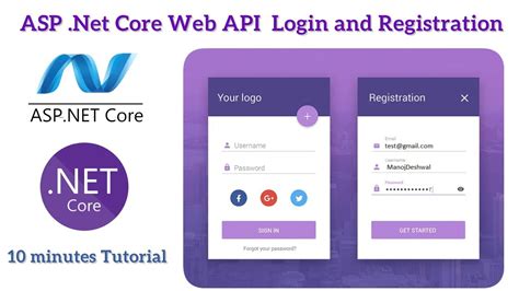 login and registration using asp core web api and sql server ua