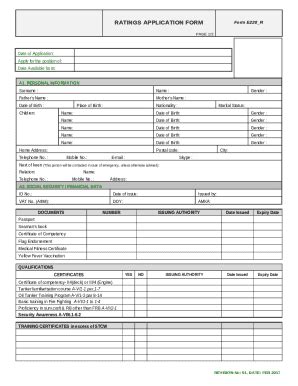 Ratings Application Doc Template Pdffiller