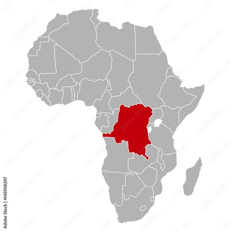 Demokratische Republik Kongo Auf Afrika Karte Stock Vektorgrafik