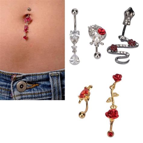 Drfeify Anneaux de nombril Piercing Nombril Femme 5 Pièces Anneaux