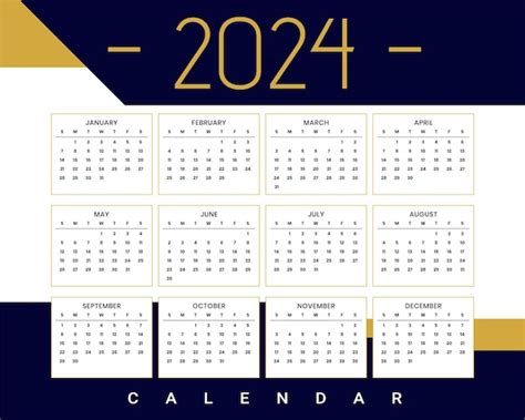 Modèle De Calendrier Mural élégant Pour 2024 Un Vecteur De Conception