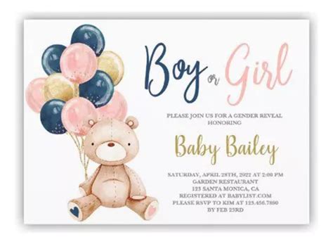 35 Invitaciones En Físico Y 1 Digital Revelacion De Género Envío gratis