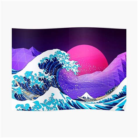 Synthwave Space The Great Wave Off Kanagawa Synthwave Vaporwave