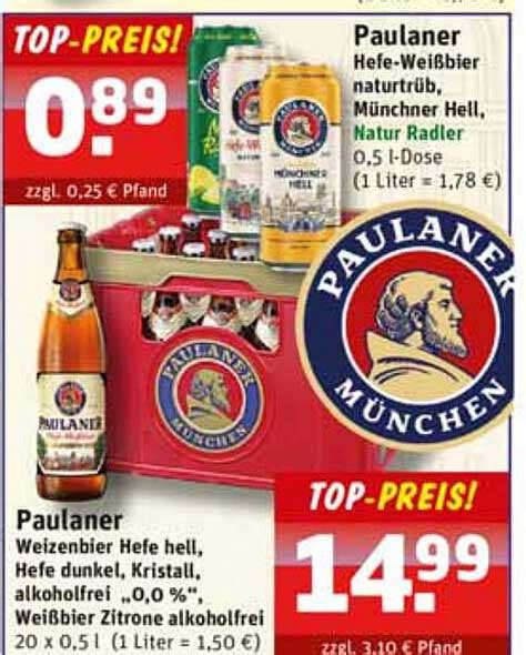 Paulaner Hefe weißbier Naturtrüb Münchner Hell Natur Radler Angebot