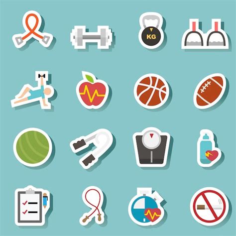 Iconos De Salud Y Fitness Vector Premium