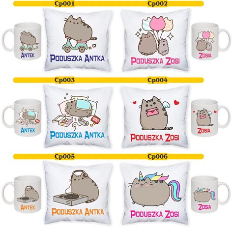 KUBEK PODUSZKA PUSHEEN KOT CAT napis imię 7283636351 oficjalne