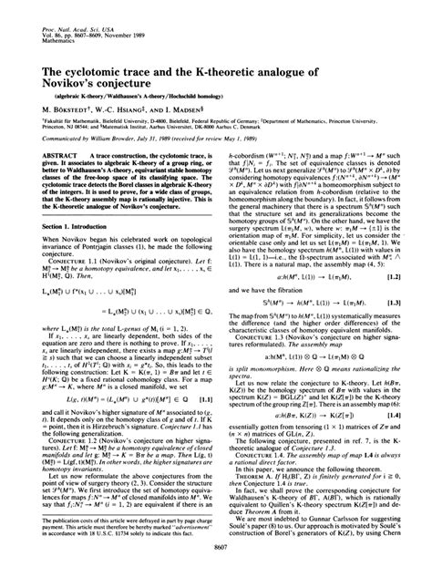 pdf the cyclotomic trace and the k theoretic analogue of novikov s conjecture