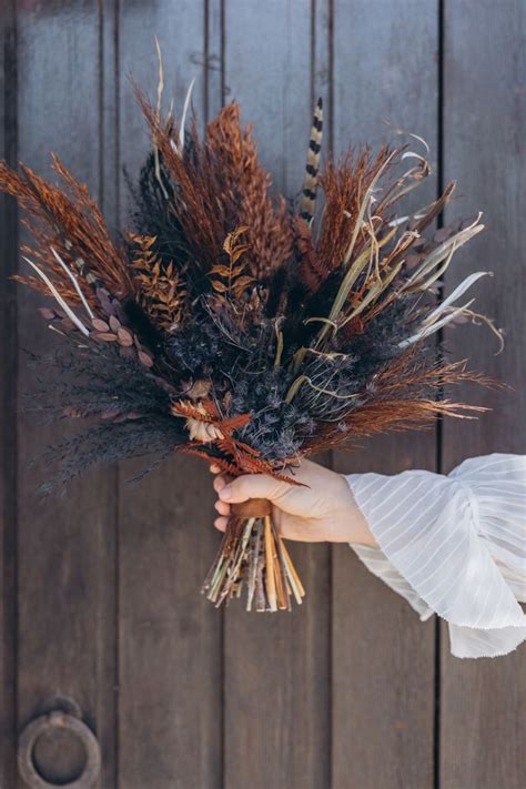 Black Rust Moody Boho Bridal Bridal Bouquet Wedding Bouquet Dried